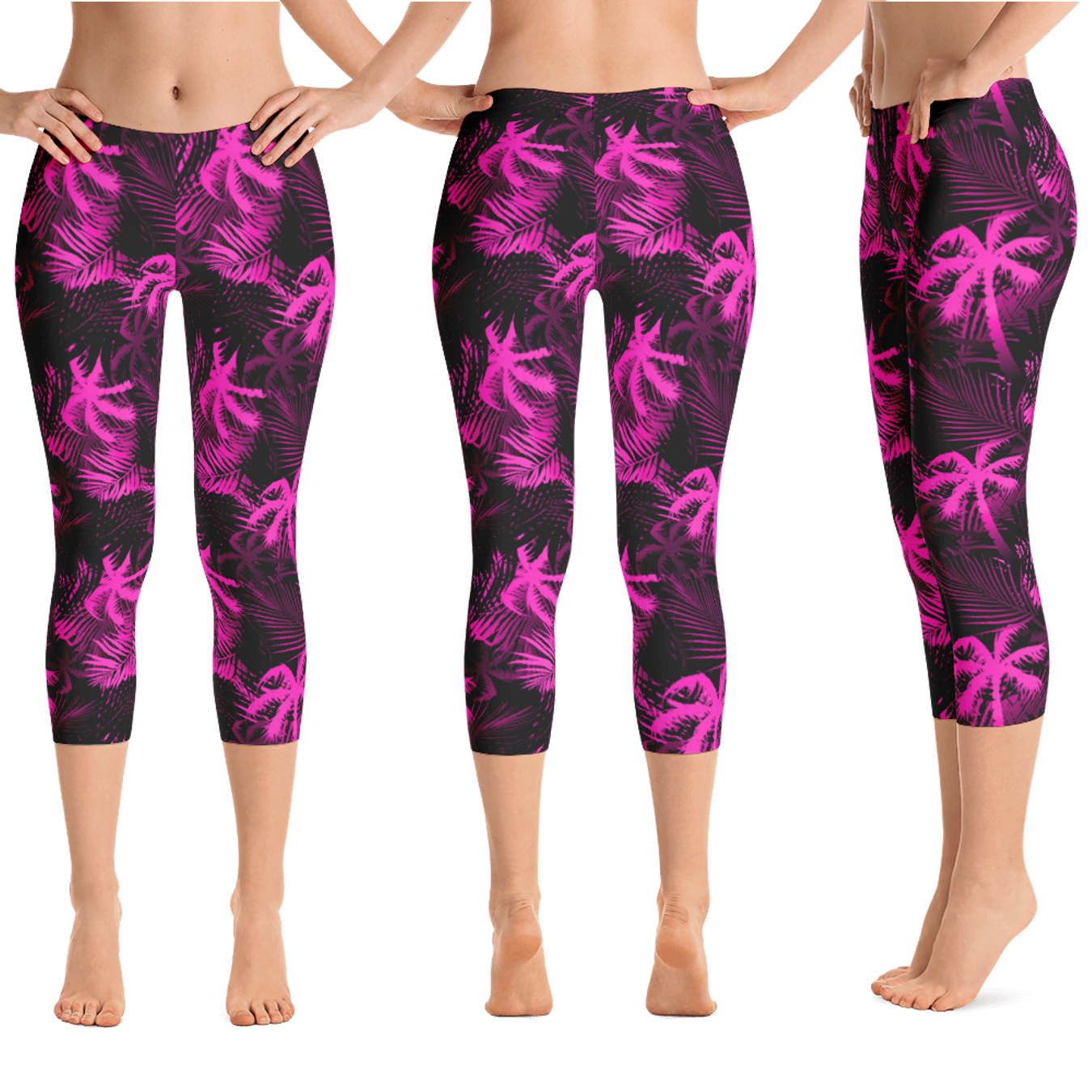 Hawaiian Tropical Palm Tree and Fern Crop Yoga Pants - 9 Colors Availa ...